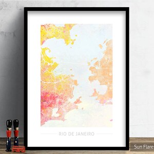 Rio De Janeiro Map - City Street Map, Brazil - Art Print Watercolor ...