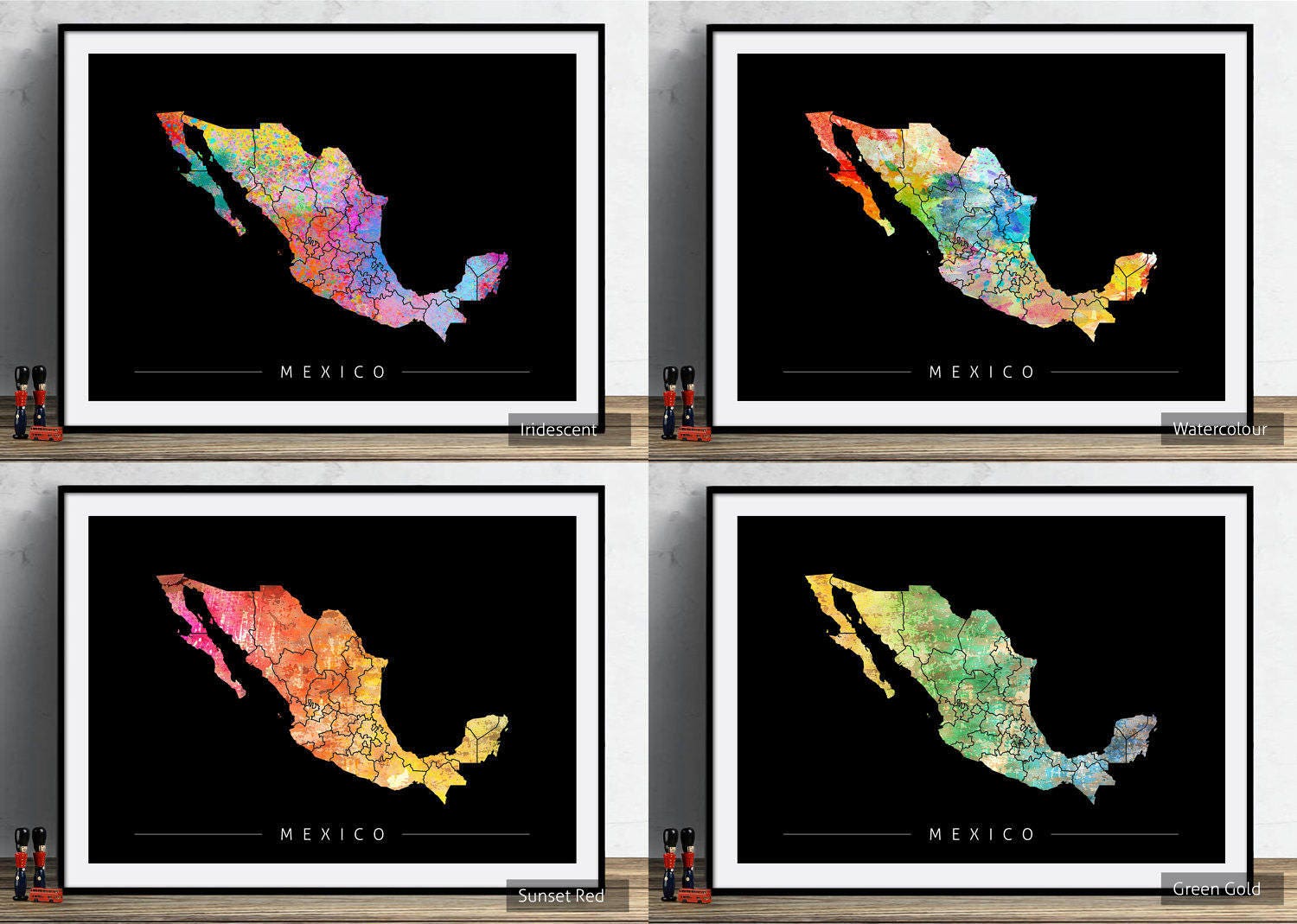 Mexico Map - Country Map of the Mexico - Art Print Watercolor ...