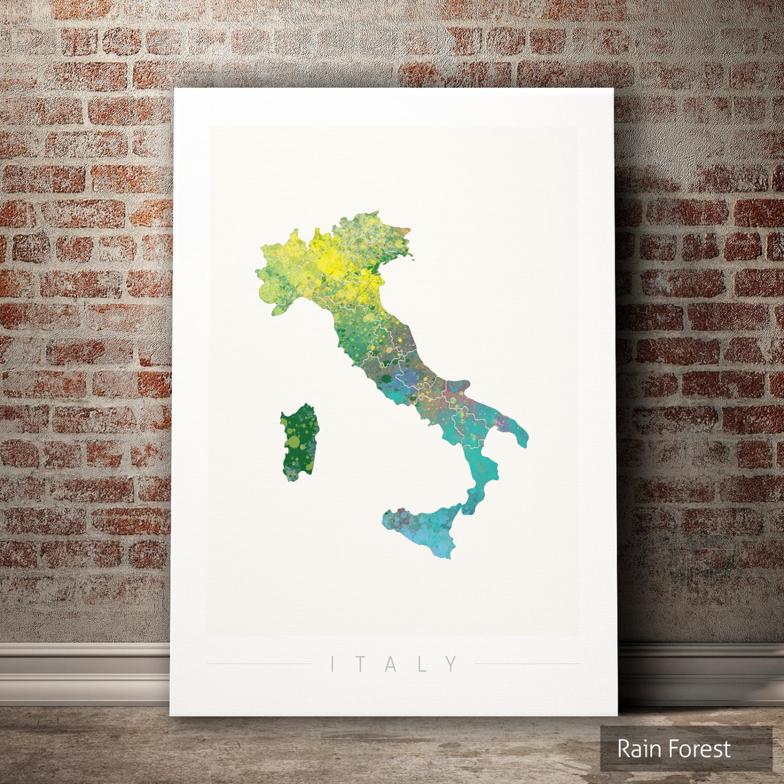 Italy Map - Country Map of Italy - Art Print Watercolor Illustration ...