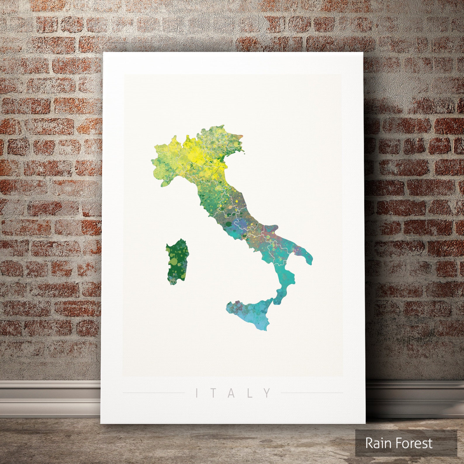 Italy Map - Country Map of Italy - Art Print Watercolor Illustration ...