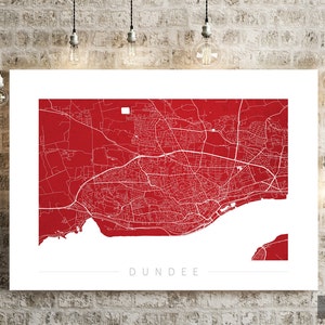 Dundee Map - City Street Map of Dundee Scotland - Art Print Watercolor ...