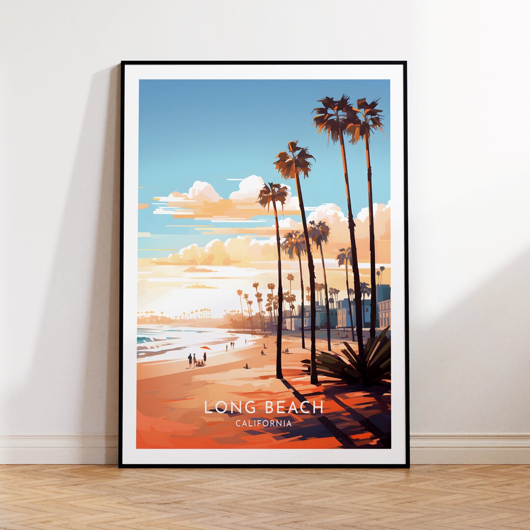 California Travel Print - United States, Long Beach Poster, Home Decor ...