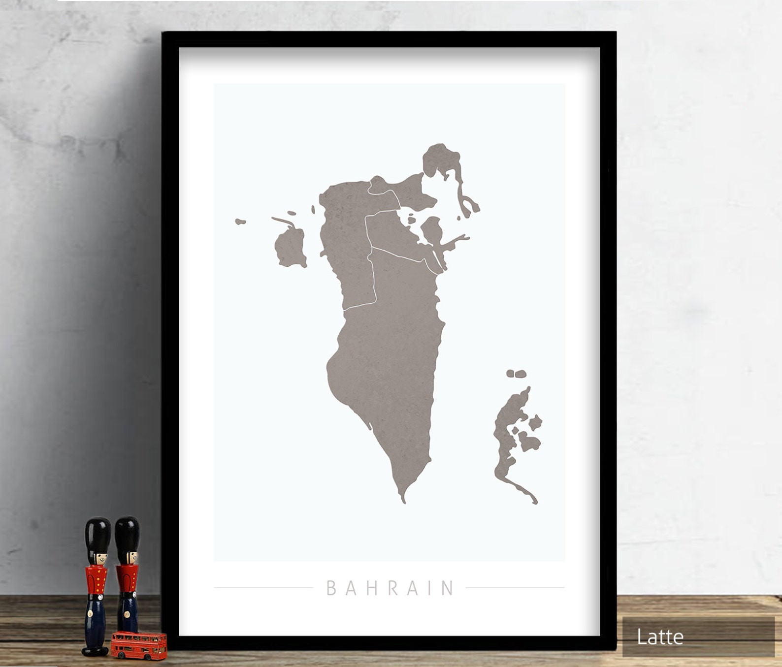 Bahrain Map - Country Map of Bahrain - Art Print Watercolor ...