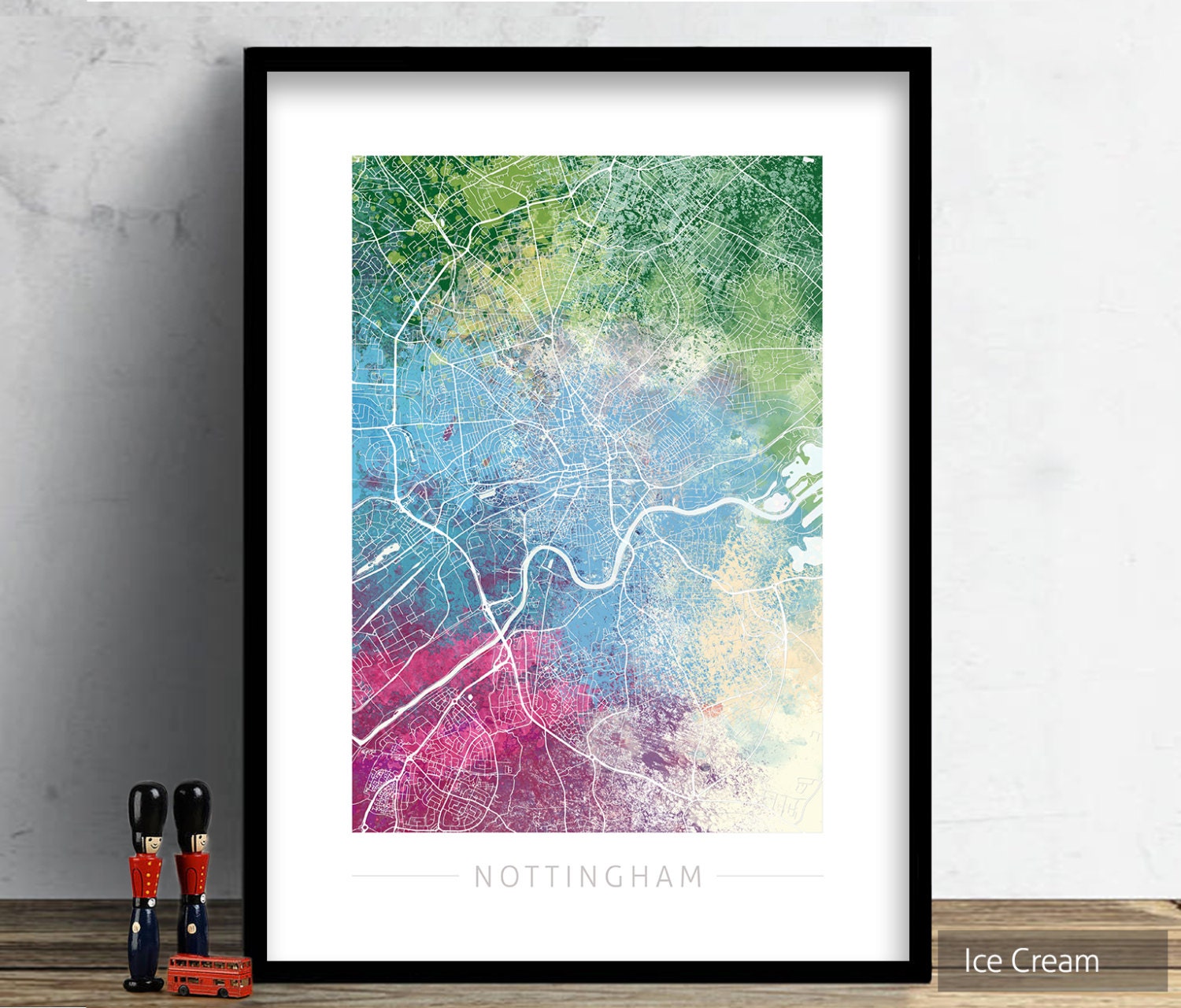 Nottingham Map - City Street Map of Nottingham England UK - Art Print ...