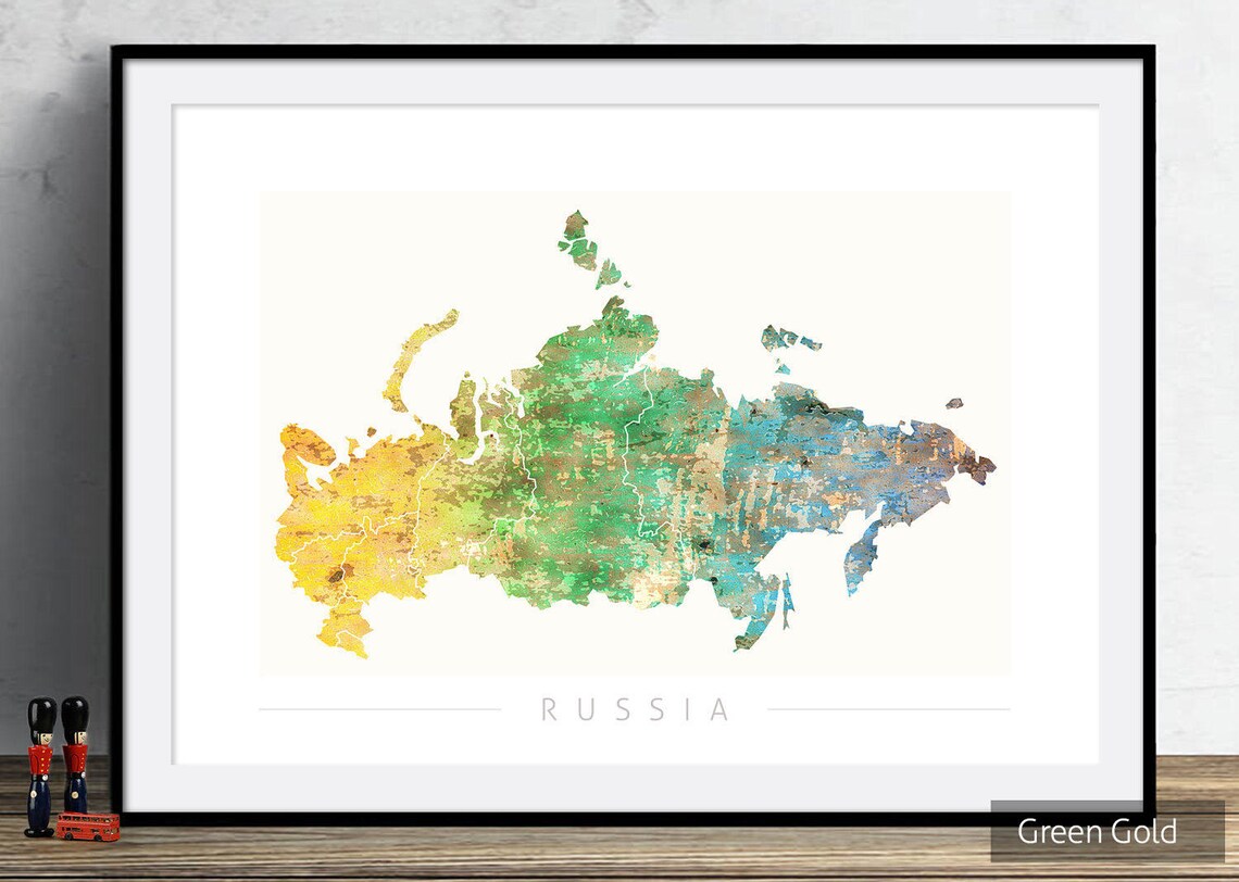 Russia Map Country Map of Russia Art Print Watercolor - Etsy
