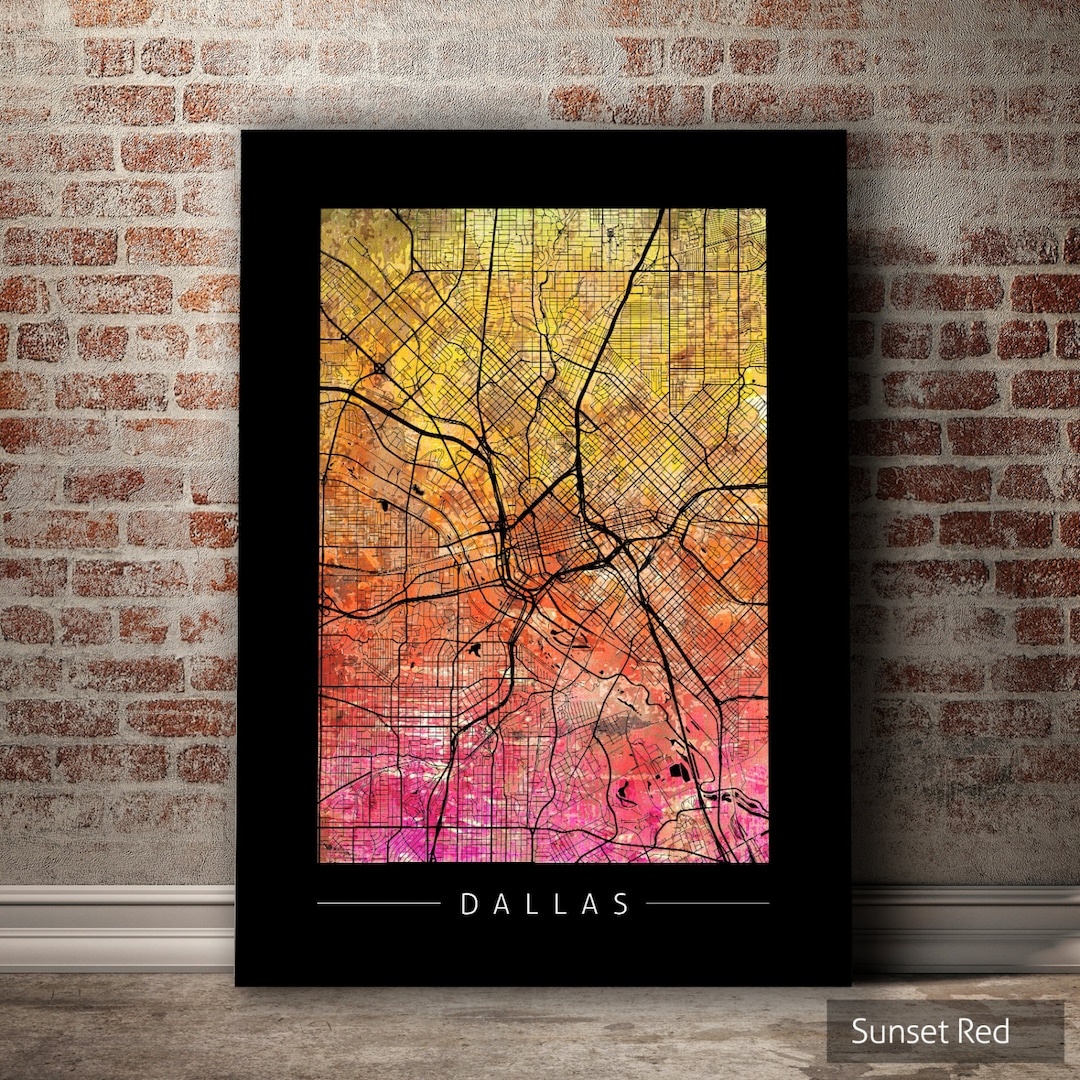 Dallas, Texas Map - City Street Map of Dallas, Texas - Art Print ...