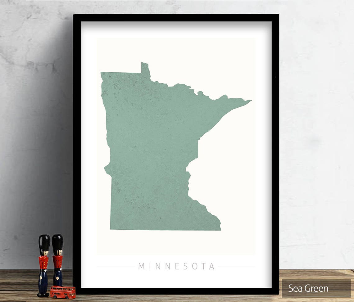 Minnesota Map State Map of Minnesota Art Print Watercolor - Etsy