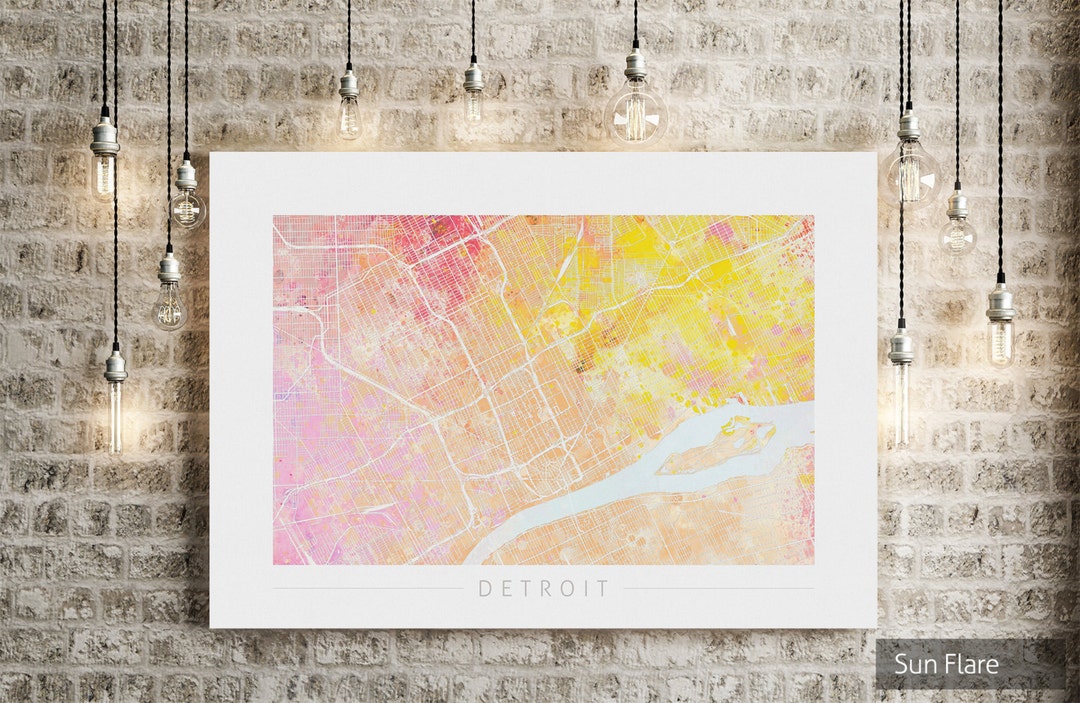 Detroit Map - City Street Map of Detroit, Michigan - Art Print ...