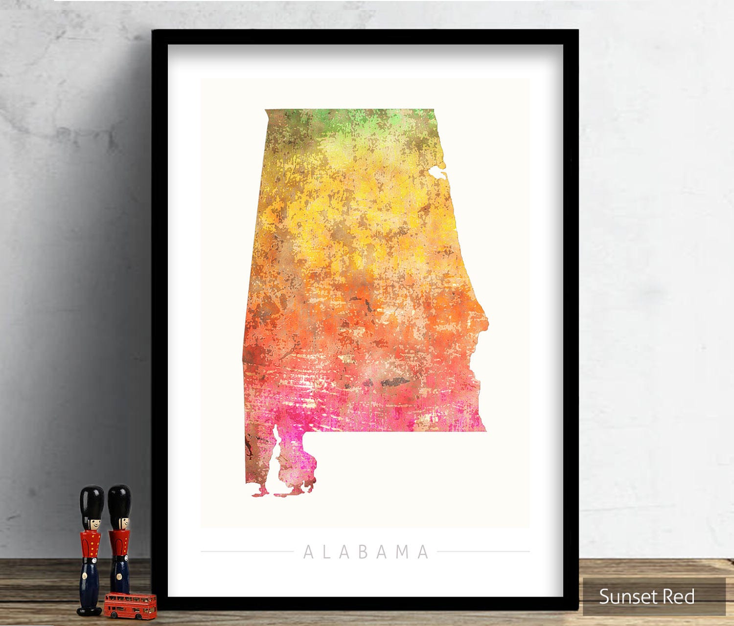 Alabama Map State Map of Alabama Art Print Watercolor | Etsy
