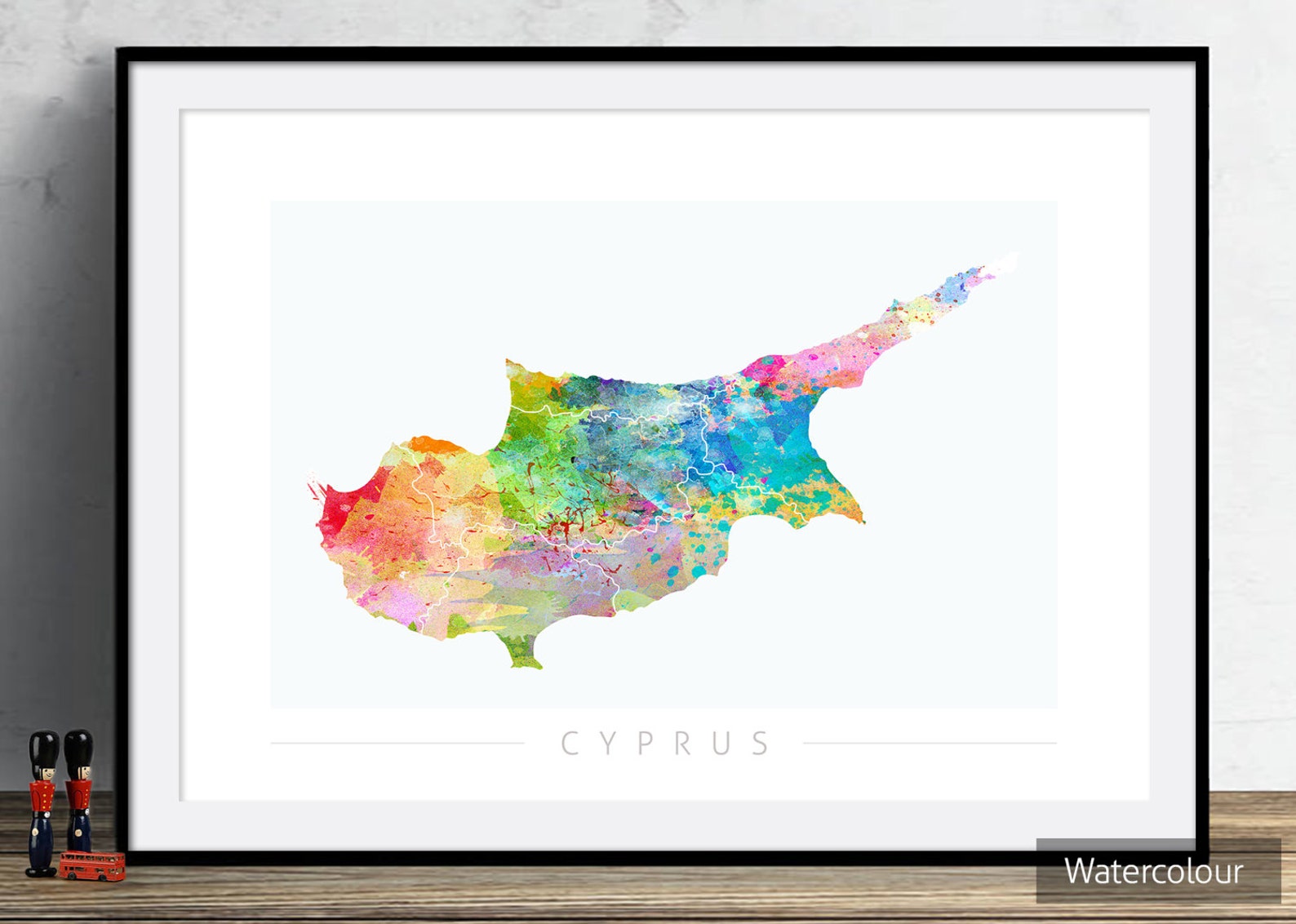 Cyprus Map Country Map of Cyprus Art Print Watercolor - Etsy