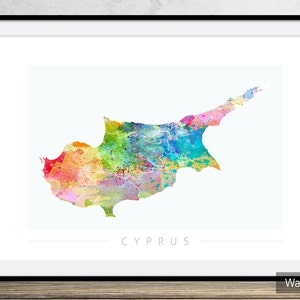 Cyprus Map - Country Map of Cyprus - Art Print Watercolor Illustration ...