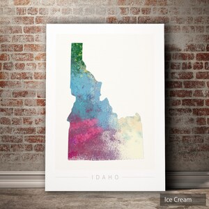 Idaho Map State Map of Idaho Art Print Watercolor - Etsy