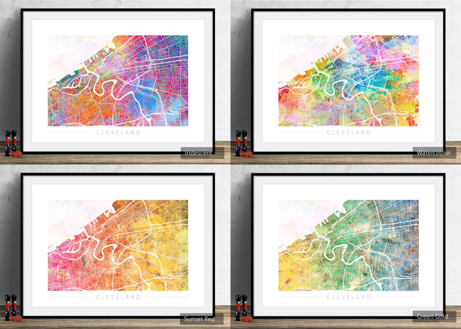 Cleveland Map - City Street Map of Cleveland, Ohio - Art Print ...