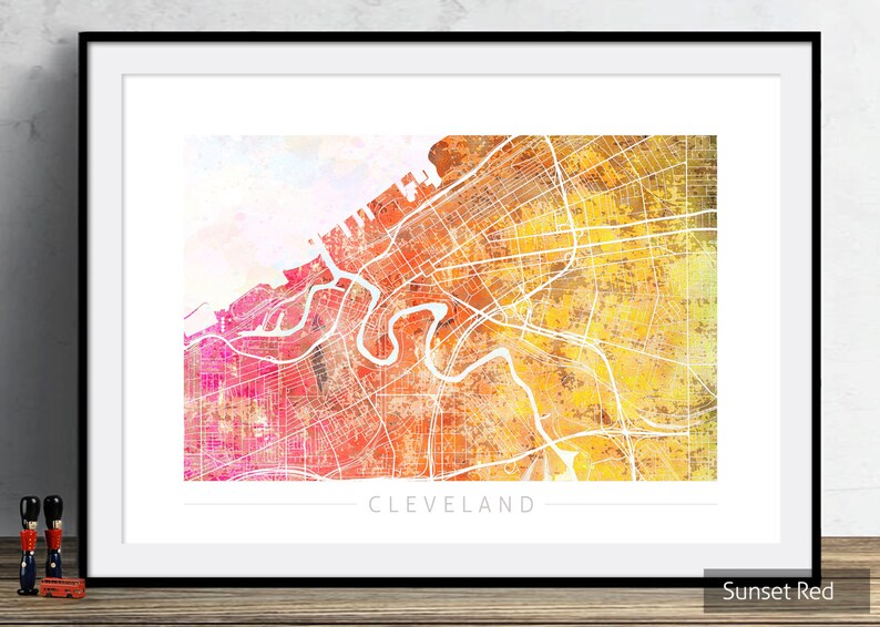 Cleveland Map - City Street Map of Cleveland, Ohio - Art Print ...