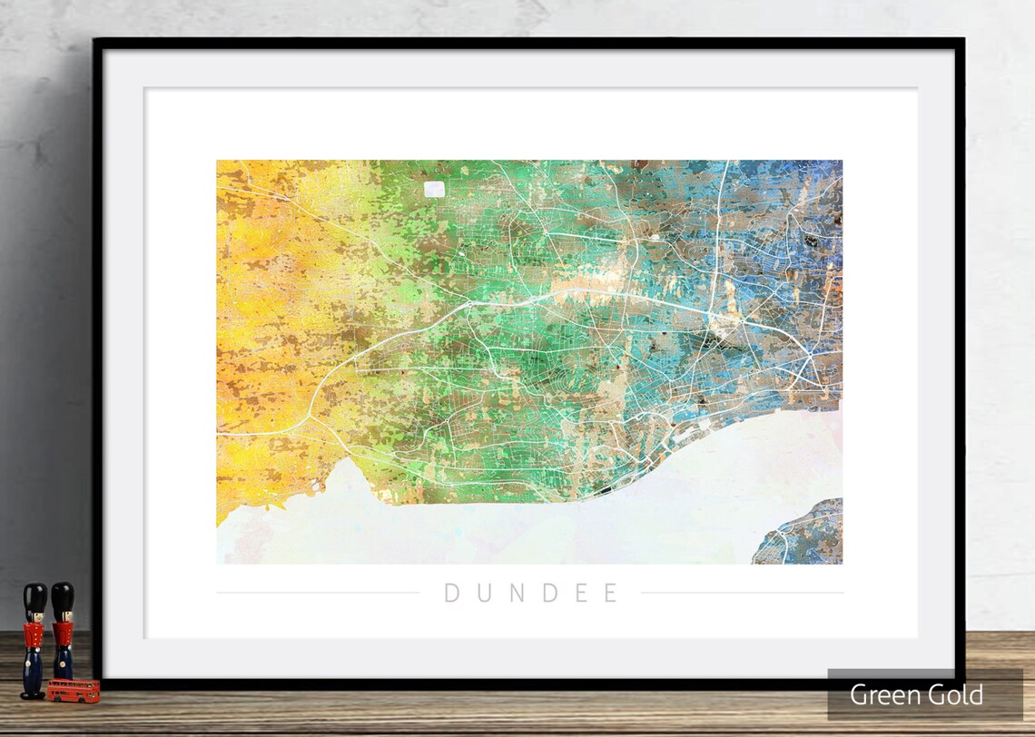 Dundee Map - City Street Map of Dundee, Scotland - Art Print Watercolor ...