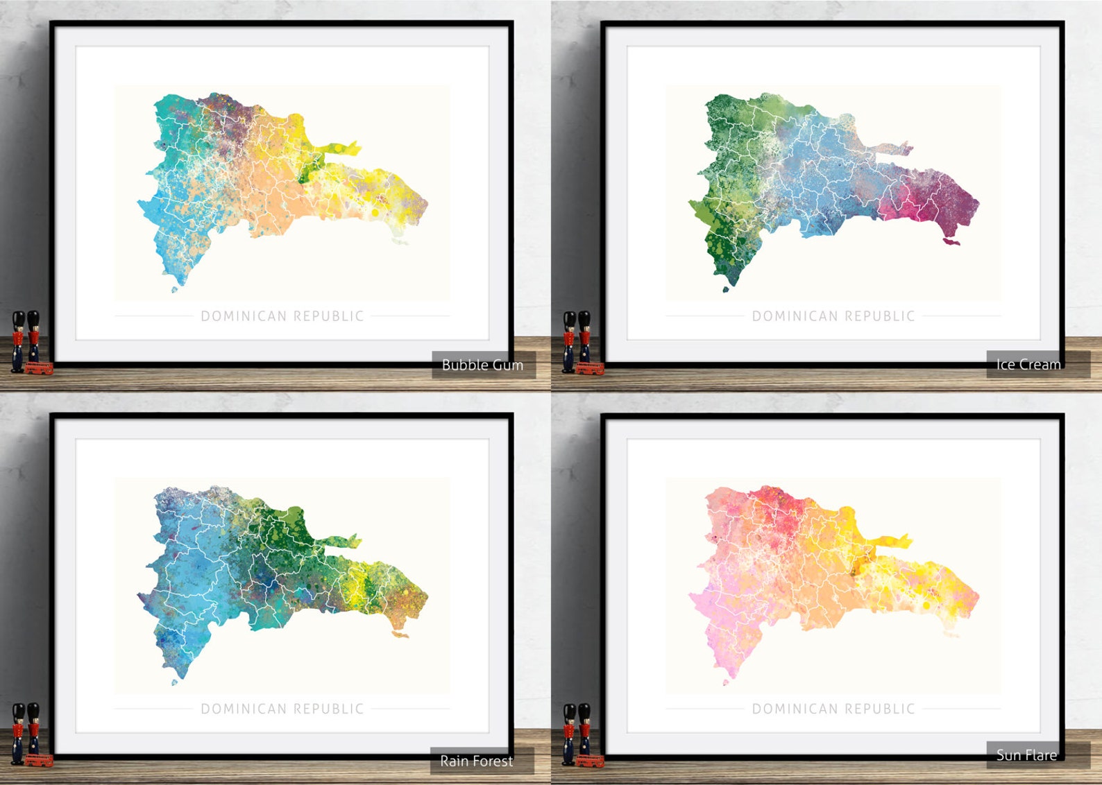 Dominican Republic Map Country Map Art Print Watercolor - Etsy UK