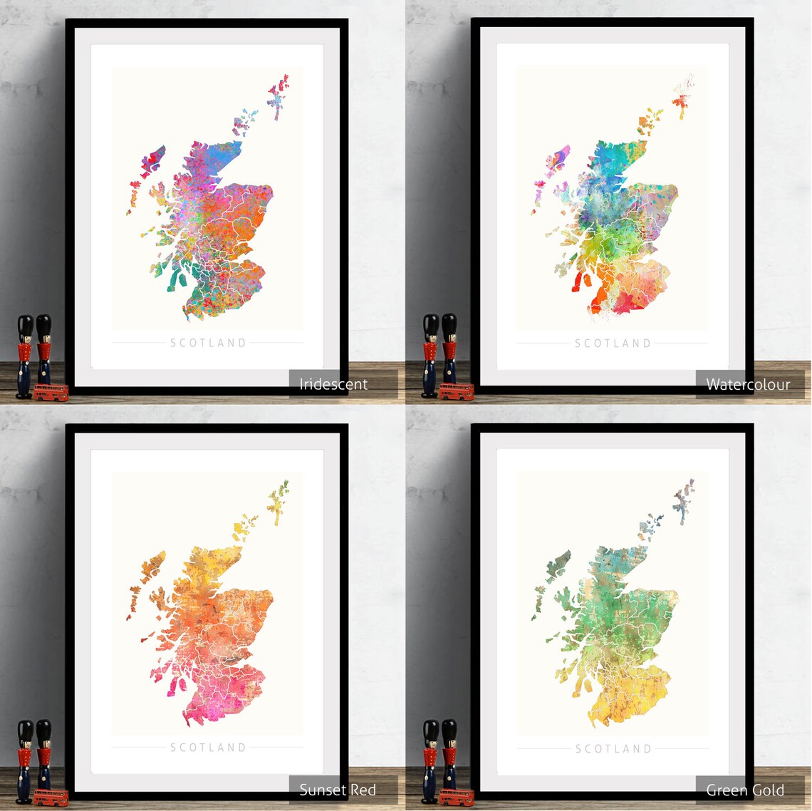Scotland Map Country Map of Scotland Art Print Watercolor | Etsy UK