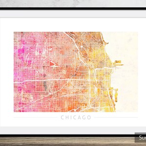 Chicago Map - City Street Map of Chicago Illinois - Art Print ...