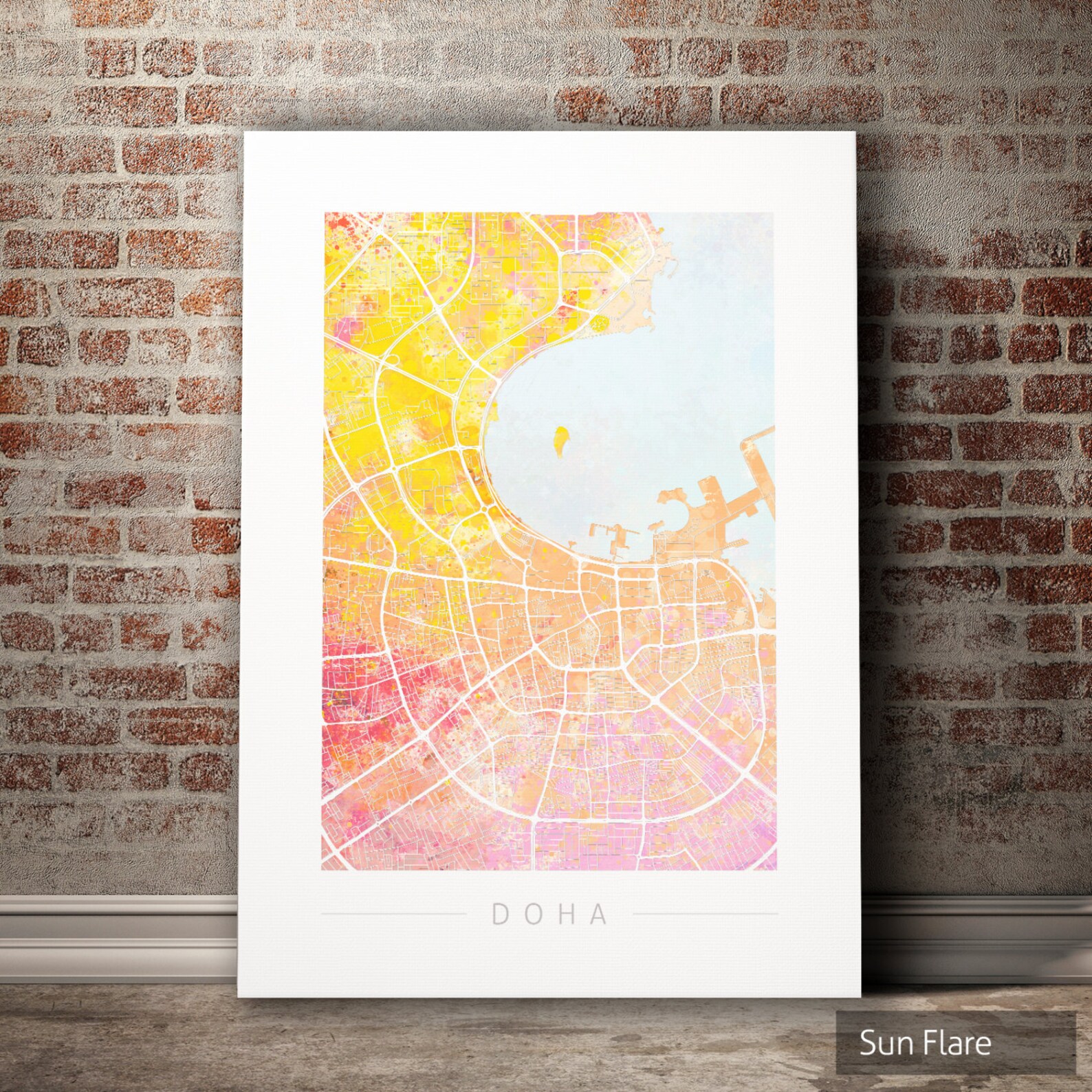 Doha Map City Street Map of Doha Qatar Art Print | Etsy