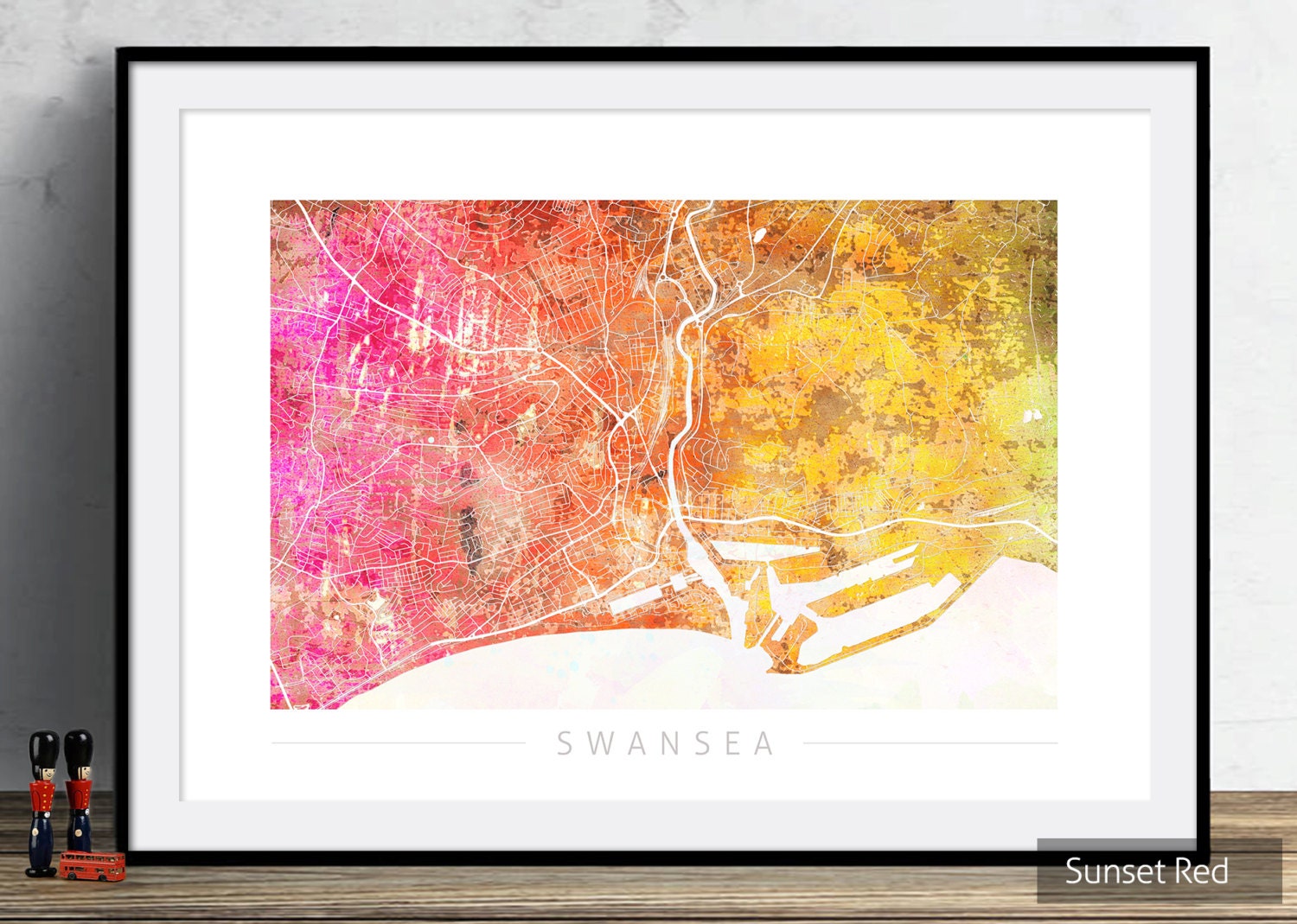 Swansea Map City Street Map of Swansea England Art Print | Etsy