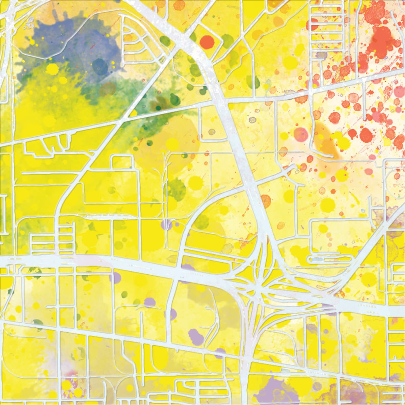Houston Map - City Street Map of Houston Texas - Art Print Watercolor ...