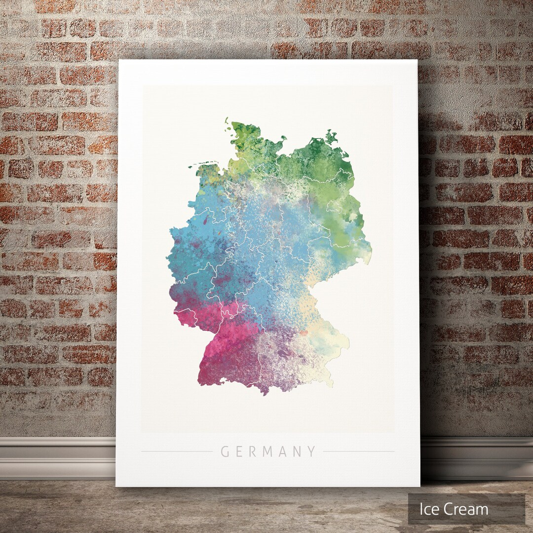 Germany Map - Country Map of Germany - Art Print Watercolor ...