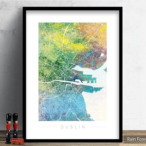 Dublin Map - City Street Map of Dublin Ireland - Art Print Watercolor ...