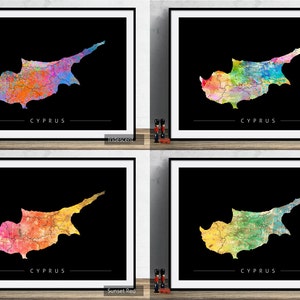 Cyprus Map - Country Map of Cyprus - Art Print Watercolor Illustration ...
