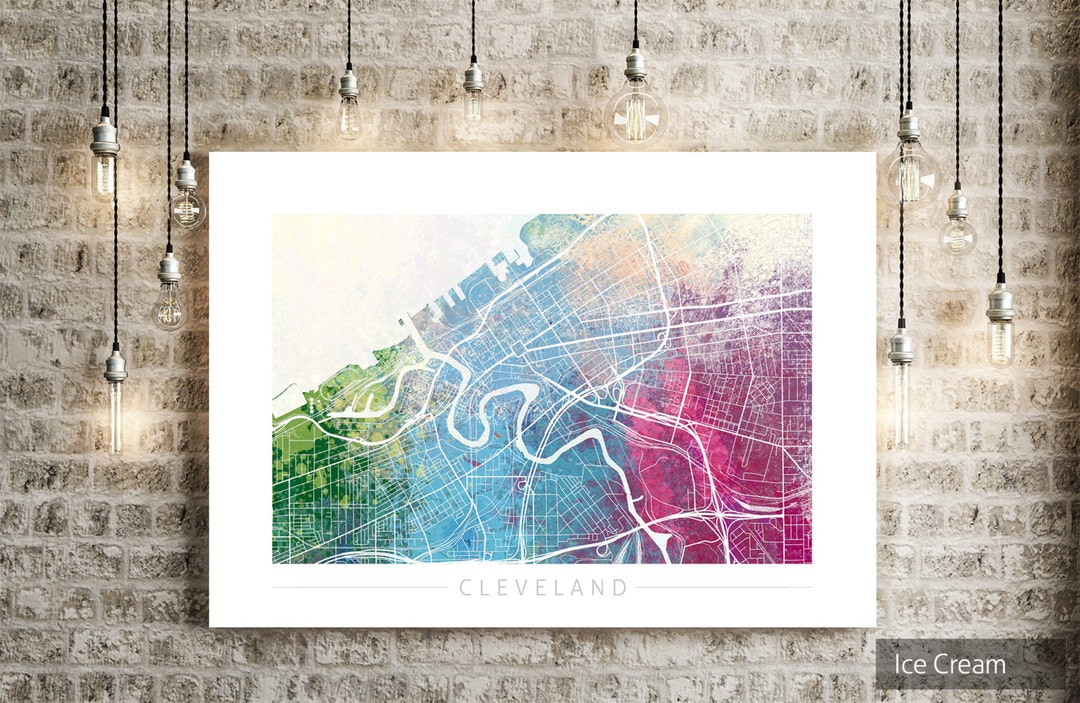 Cleveland Map - City Street Map of Cleveland, Ohio - Art Print ...