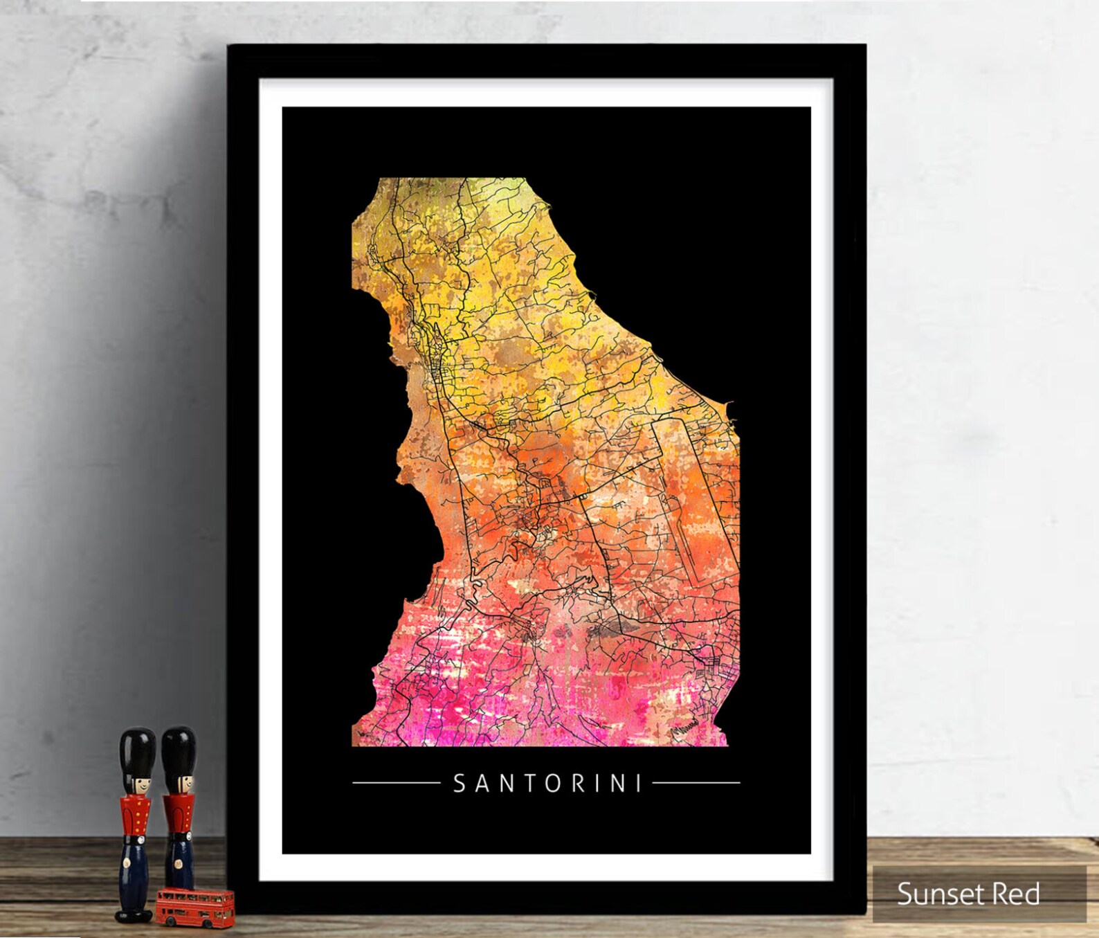Santorini, Fira Map - City Street Map, Fira, Greece - Art Print ...