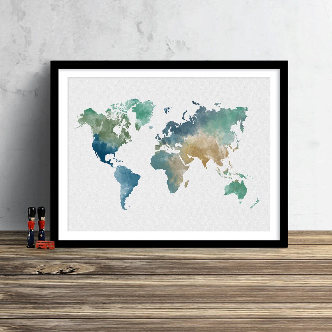 World Map Watercolor Illustration Art Print Large Map Print | Etsy