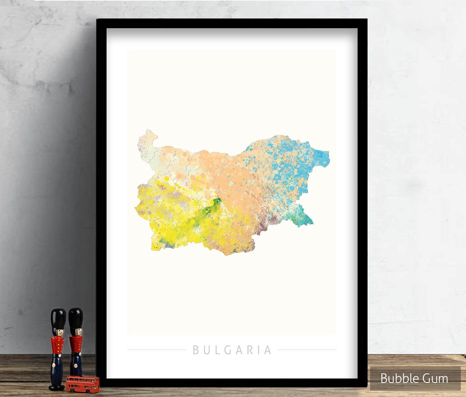 Bulgaria Map - Country Map of Bulgaria - Art Print Watercolor ...