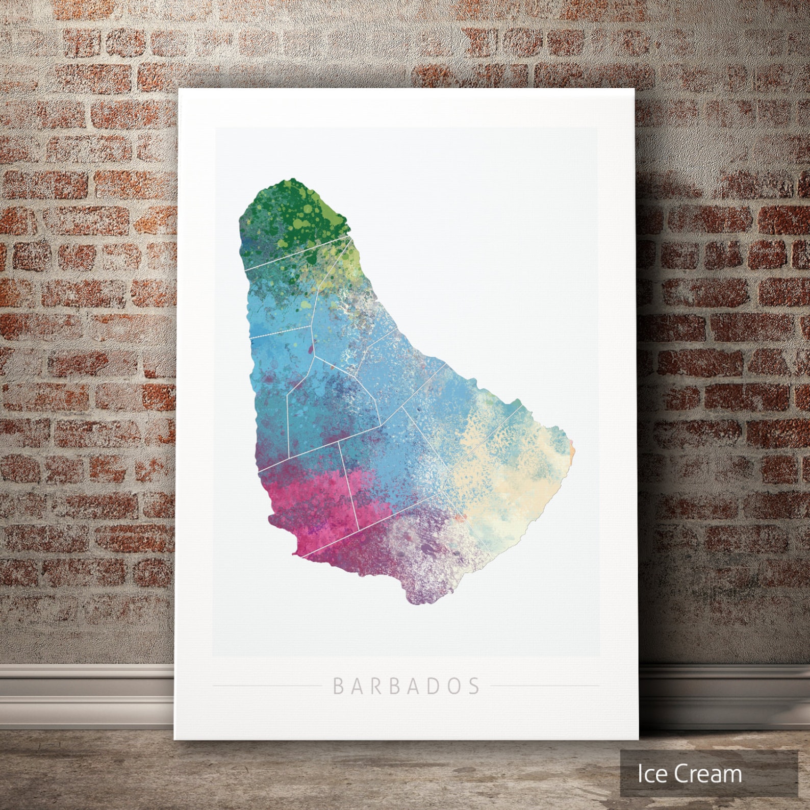 Barbados Map Country Map of Barbados Art Print Watercolor - Etsy