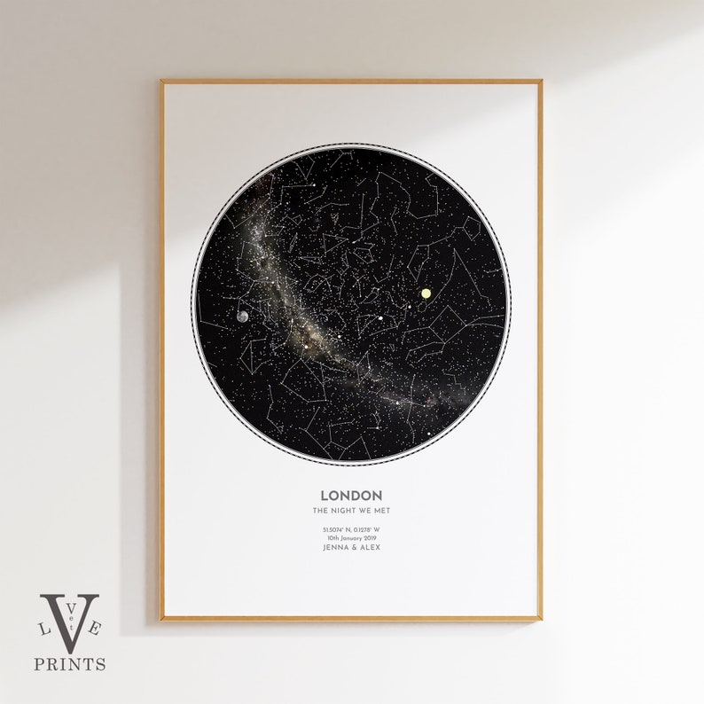 Custom Star Map Print by Date, Wedding Gift, Anniversary Gift, Star Map ...