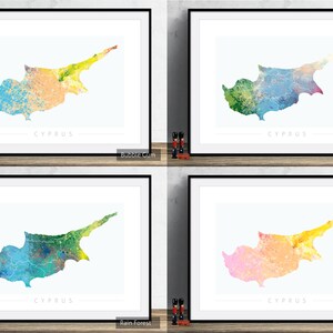 Cyprus Map - Country Map of Cyprus - Art Print Watercolor Illustration ...