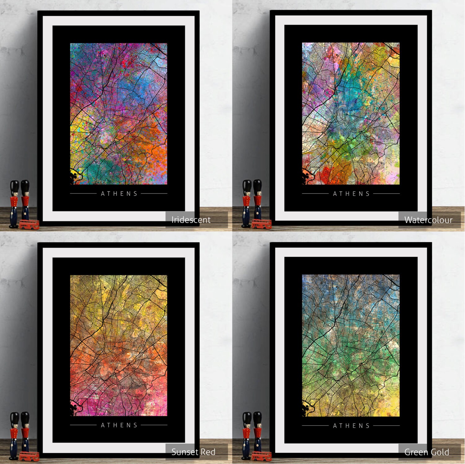 Athens Map City Street Map of Athens Greece Art Print - Etsy