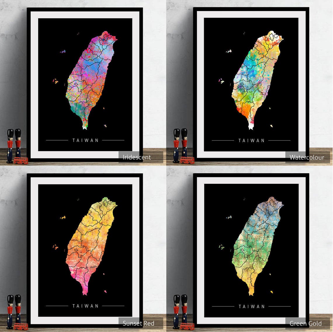 Taiwan Map Country Map of Taiwan Art Print Watercolor - Etsy