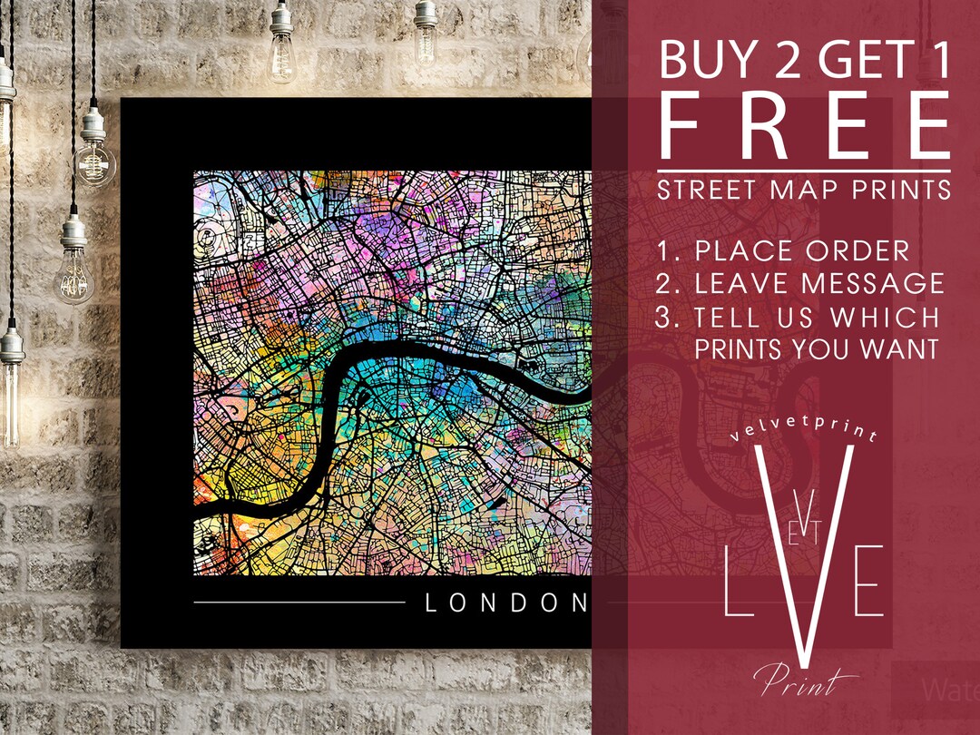 FREE PRINT Street Map Art Prints - Buy 2 Get 1 Free! - Etsy