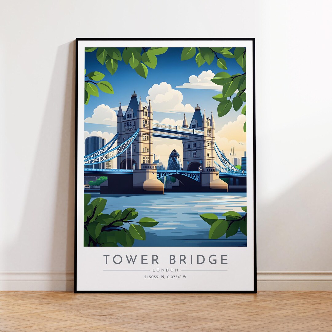 Tower Bridge Travel Poster - London Poster, Tower Bridge Travel Print ...