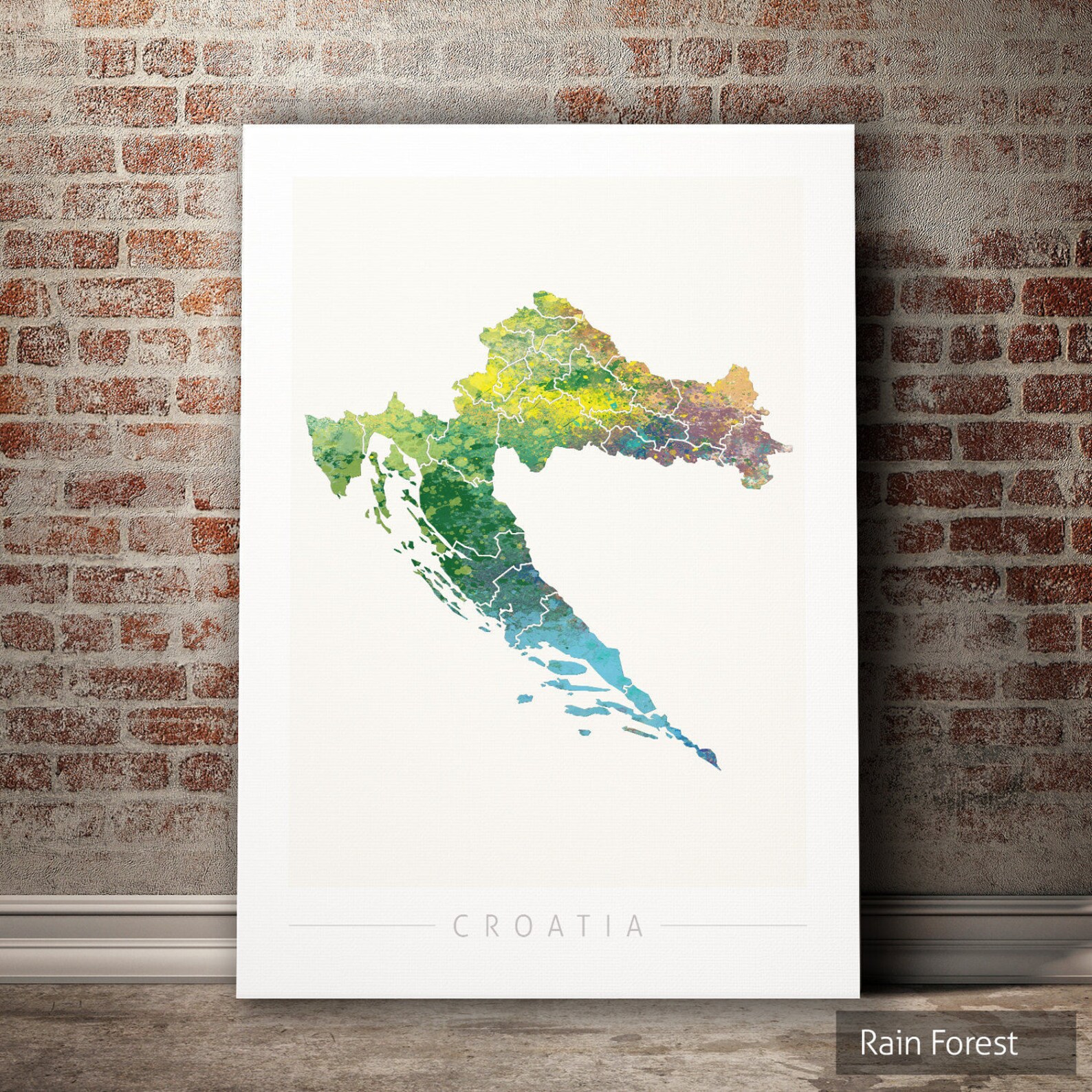 Croatia Map Country Map of Croatia Art Print Watercolor | Etsy