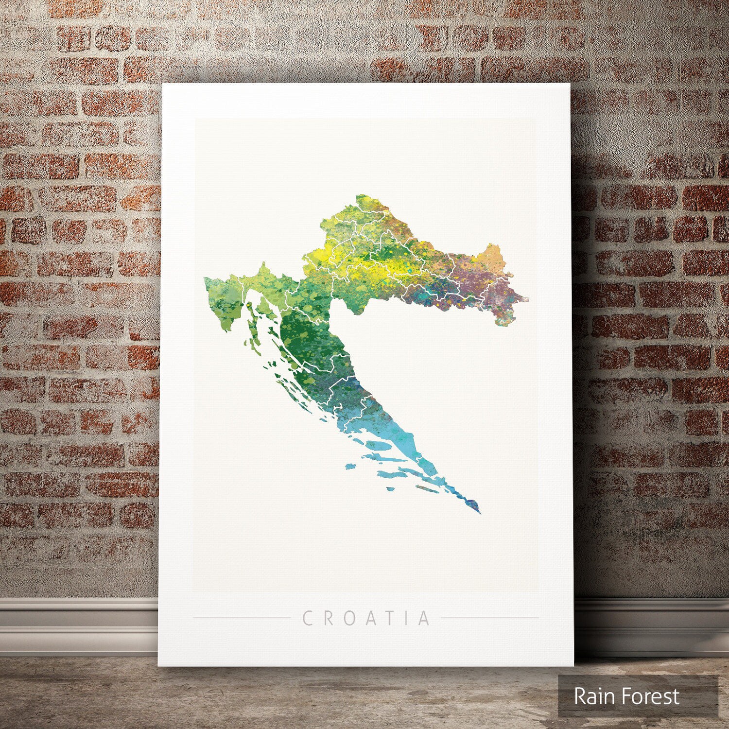 Croatia Map Country Map of Croatia Art Print Watercolor - Etsy UK