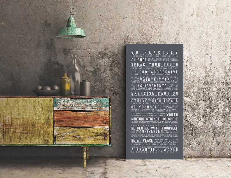 DESIDERATA Print Go Placidly Desiderata Poster Max Ehrmann - Etsy UK