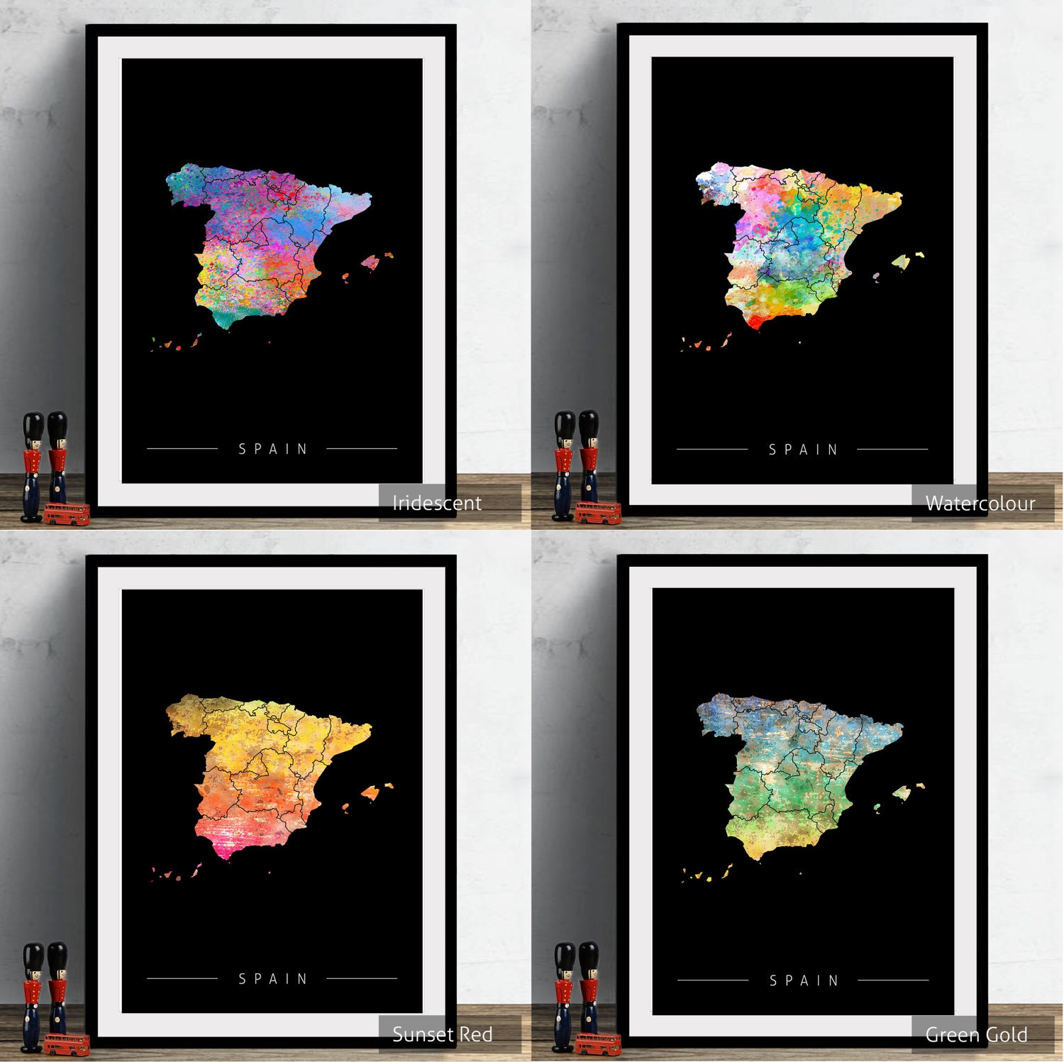 Spain Map Country Map of Spain Art Print Watercolor - Etsy