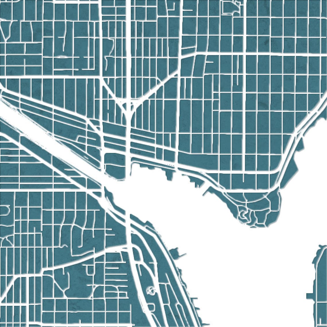 Seattle Map City Street Map of Seattle Washington Art - Etsy
