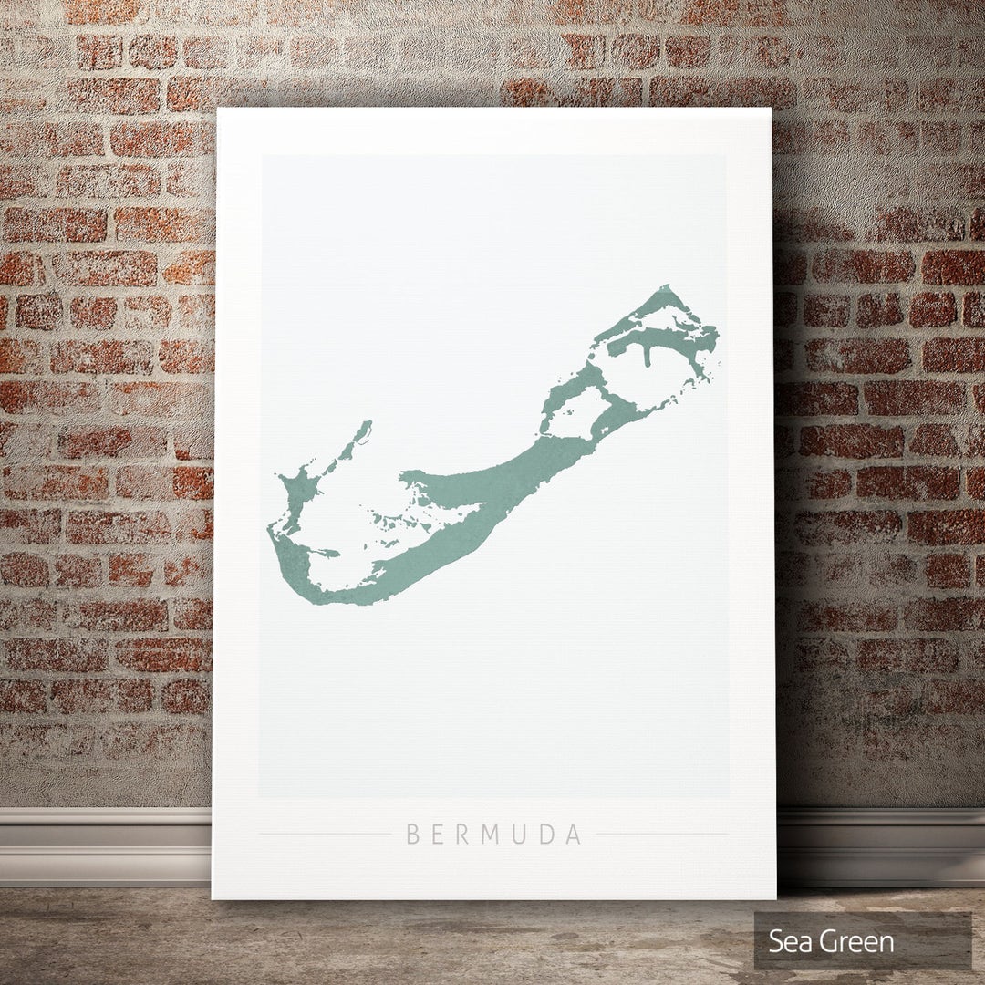 Bermuda Map - Island Map of Bermuda - Art Print Watercolor Illustration ...