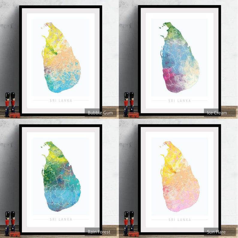 Sri Lanka Map Country Map of Sri Lanka Art Print - Etsy