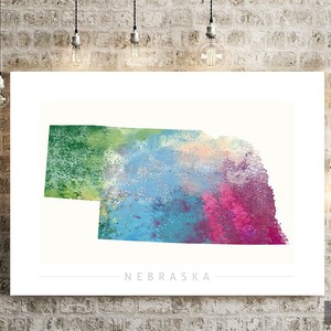 Nebraska Map State Map of Nebraska Art Print Watercolor - Etsy