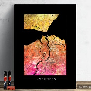 Inverness Map - City Street Map of Inverness, England - Art Print ...