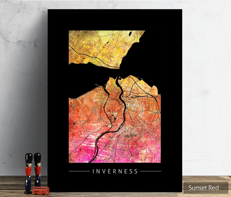 Inverness Map City Street Map of Inverness England Art - Etsy