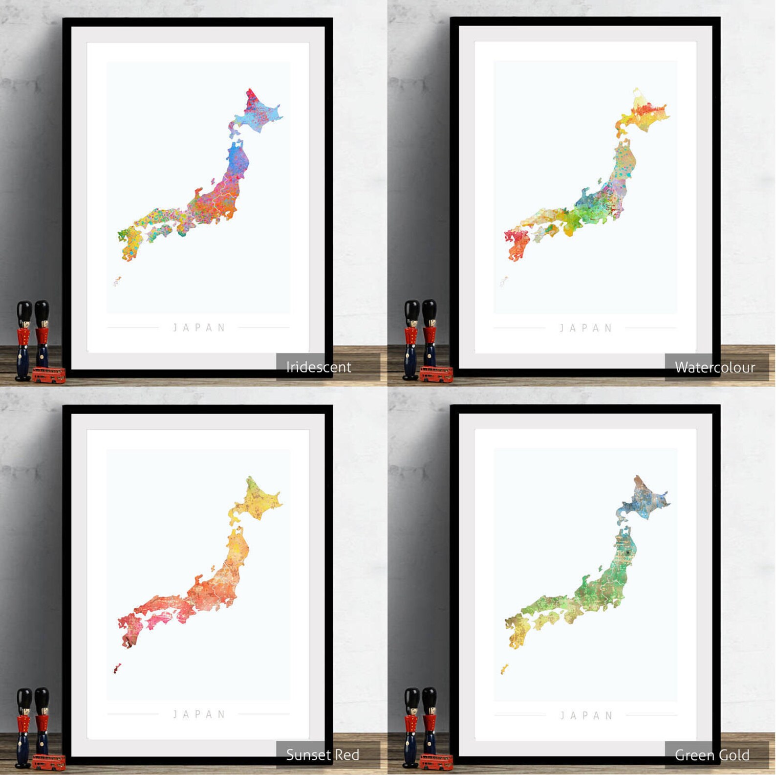Japan Map Country Map of Japan Art Print Watercolor - Etsy